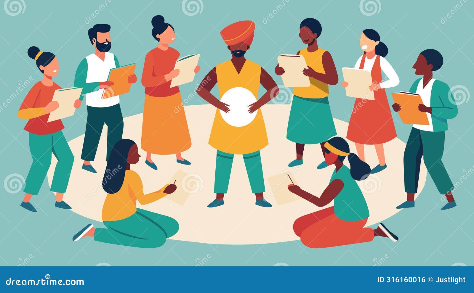 A Traditional Drum Circle with Members Taking Turns Reading Sections of ...