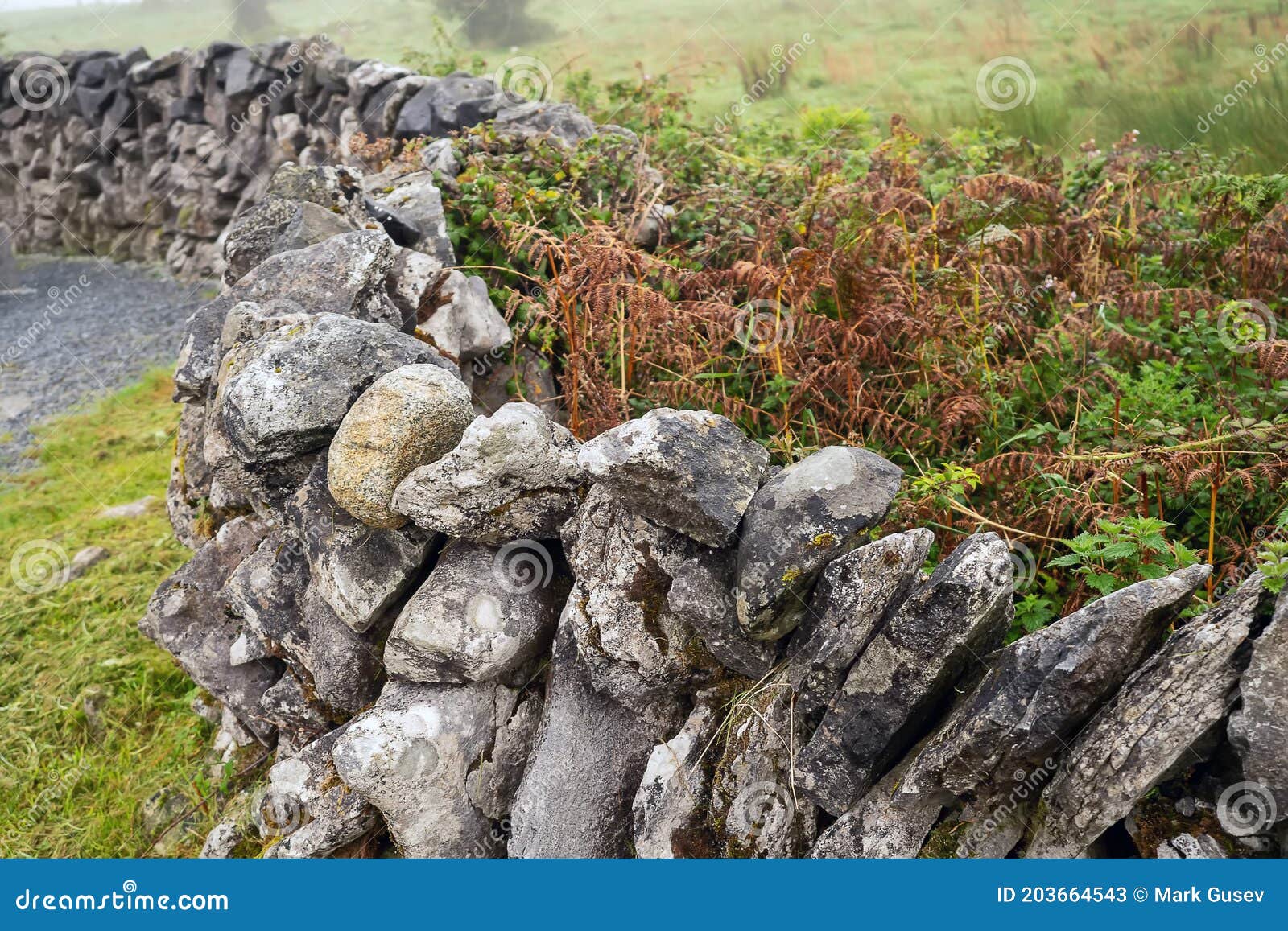 Traditional Dry Stone Fence. Fine Example of Stone Mason Craft and ...
