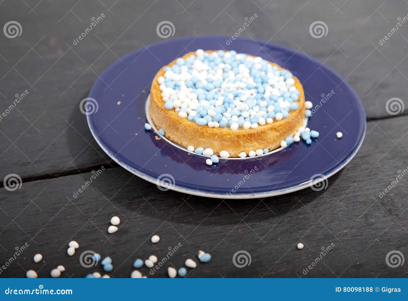 Traditional Dutch Birth Celebration Biscuit with Blue Muisjes Stock ...