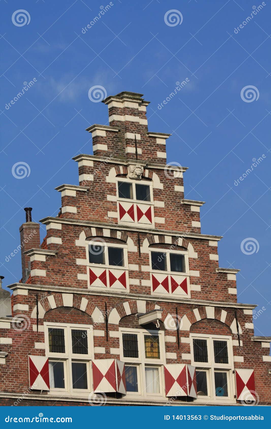 Traditional Dutch Crow Stepped Gable Stock Image - Image of windows ...