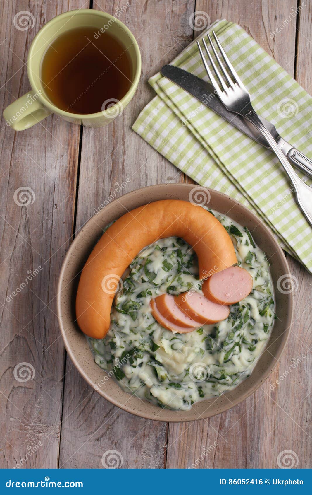 Traditional Dutch Dish Stamppot with Rookworst Stock Photo - Image of ...