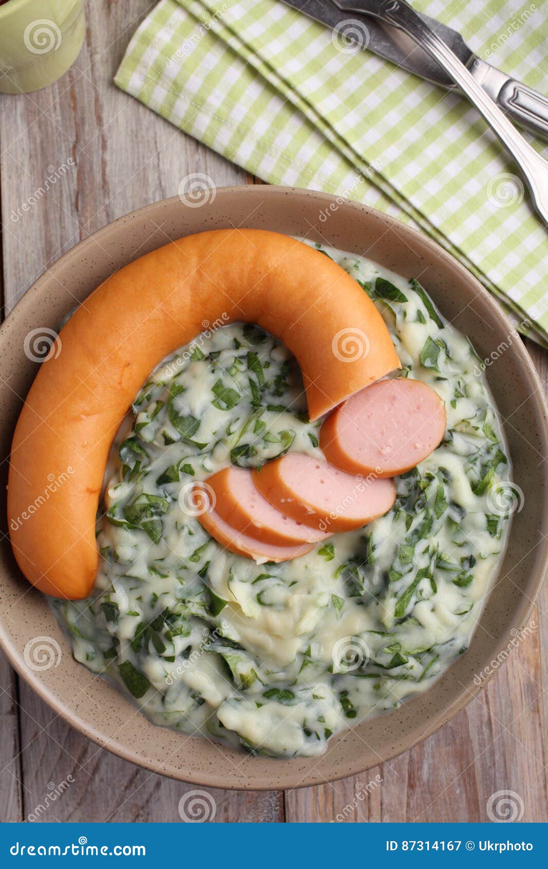 Traditional Dutch Dish Stamppot with Rookworst Stock Image - Image of ...