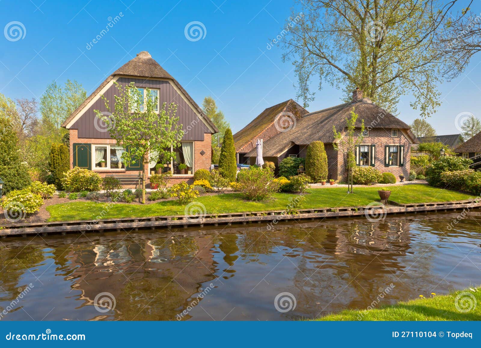 Traditional Dutch houses stock photo. Image of grass - 27110104