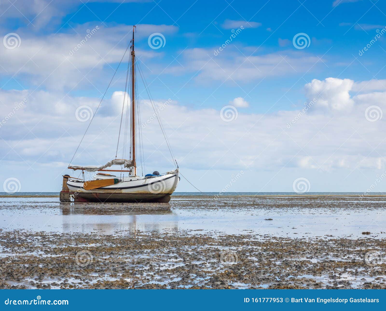 Traditional Dutch Sailing Ship in the Waddensea Stock Image - Image of ...