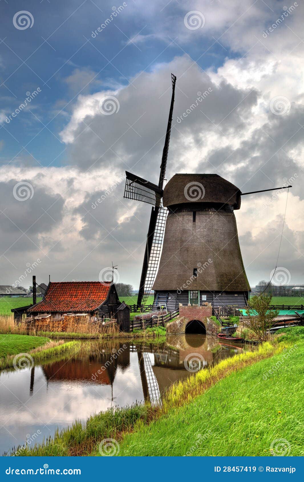 Traditional Dutch Windmill stock image. Image of rustic - 28457419
