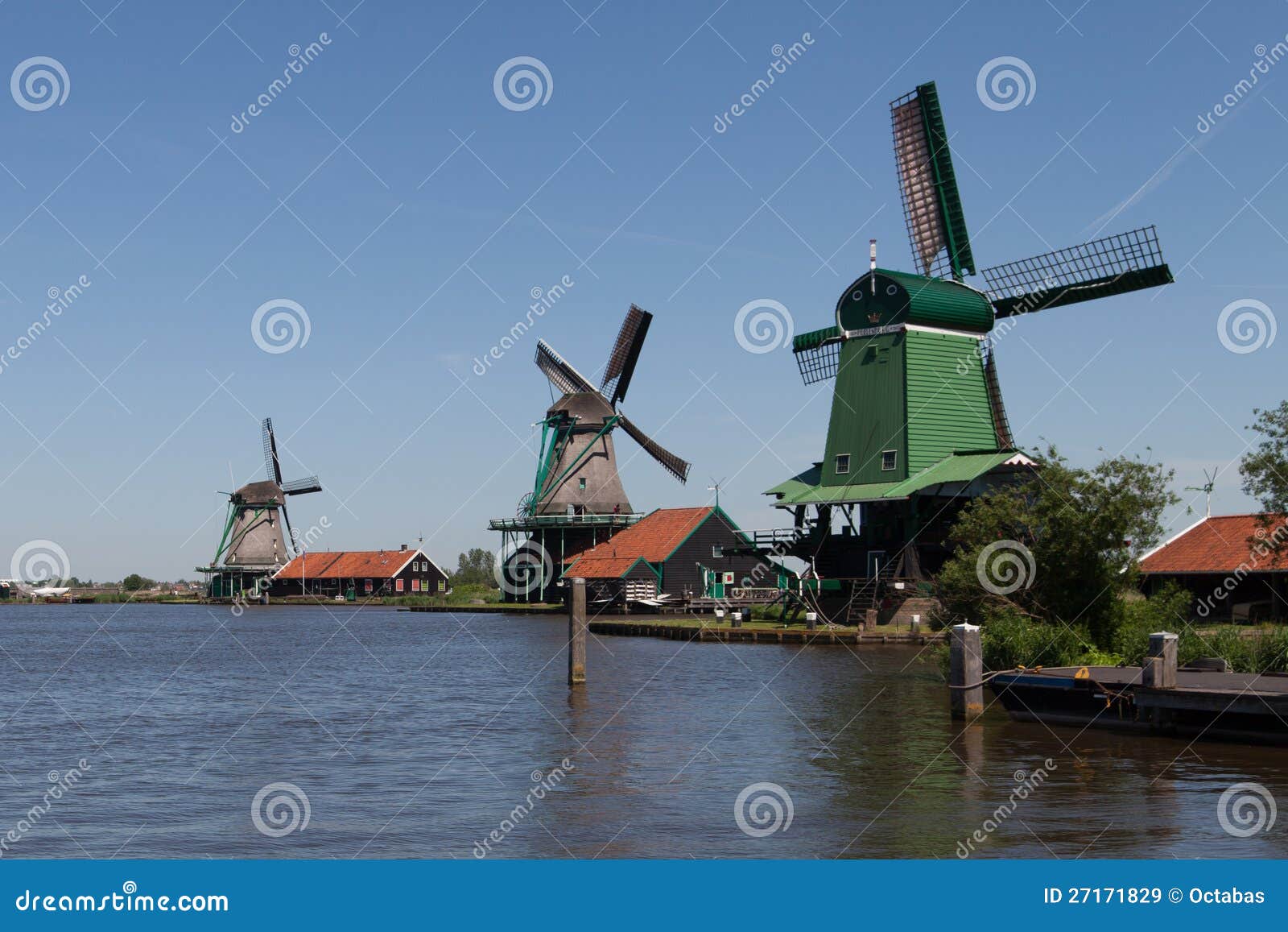Traditional Dutch Windmills Editorial Stock Image - Image of ...
