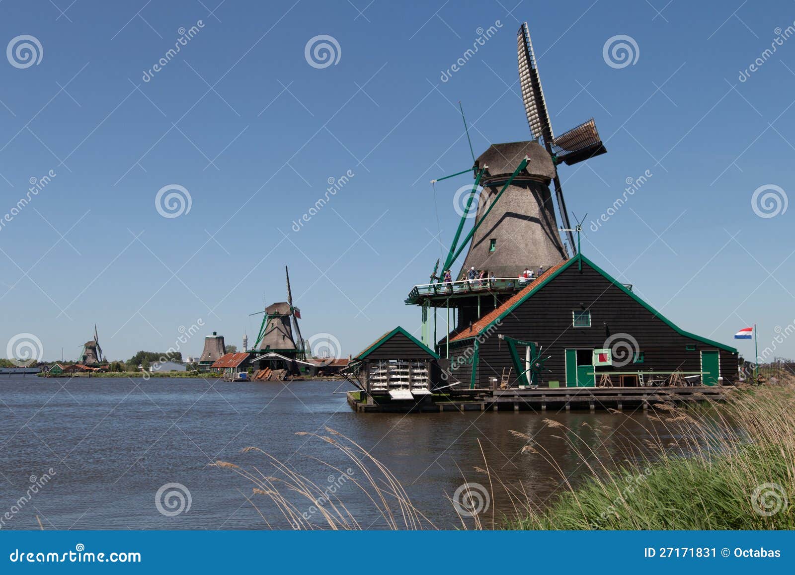 Traditional Dutch Windmills Editorial Photo - Image of attraction ...