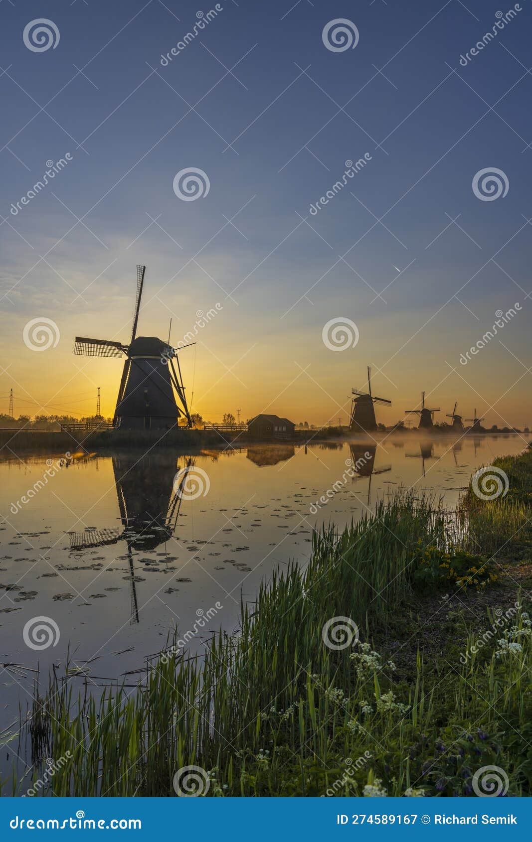 Traditional Dutch Windmills in Kinderdijk - Unesco Site, the ...