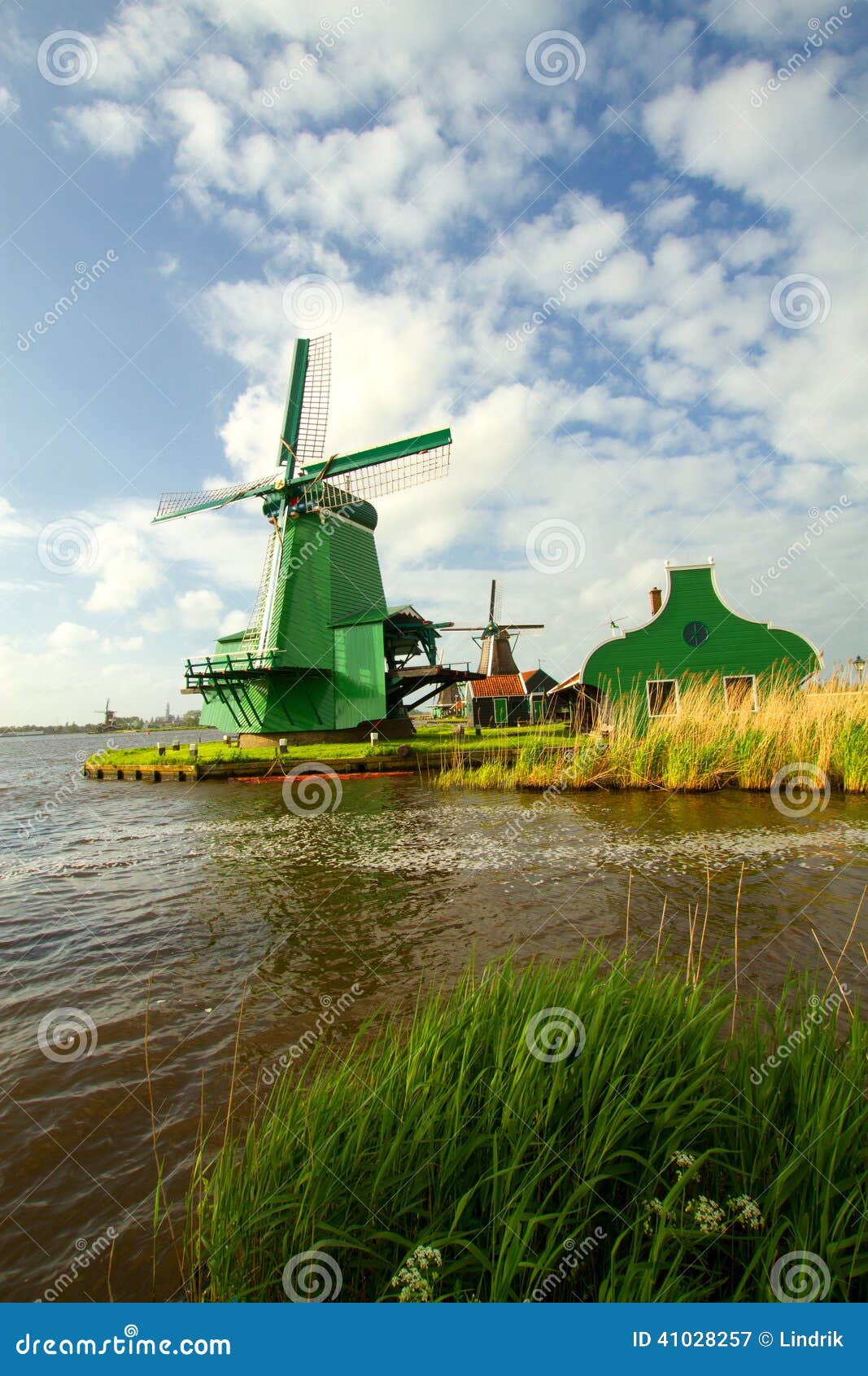 Traditional Dutch Windmills Stock Image - Image of kinderdijk, river ...