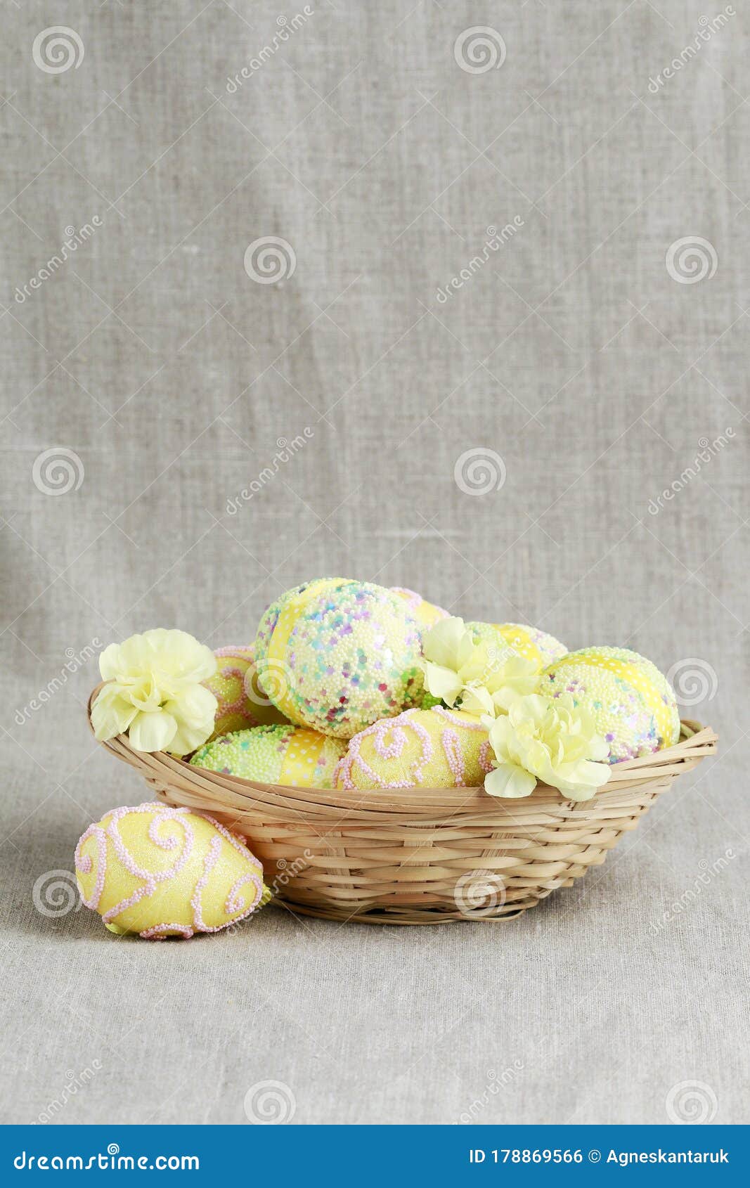 Traditional Easter Basket with Eggs Stock Photo - Image of happy, copy ...