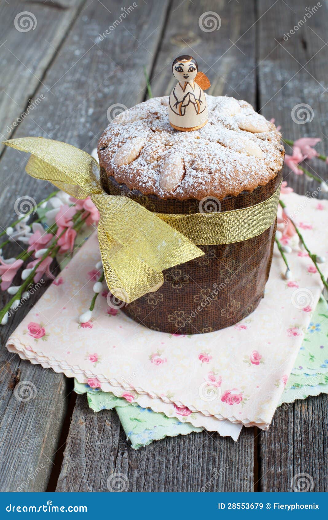 Traditional Easter Cake, Kulich, with Angel Stock Image - Image of ...