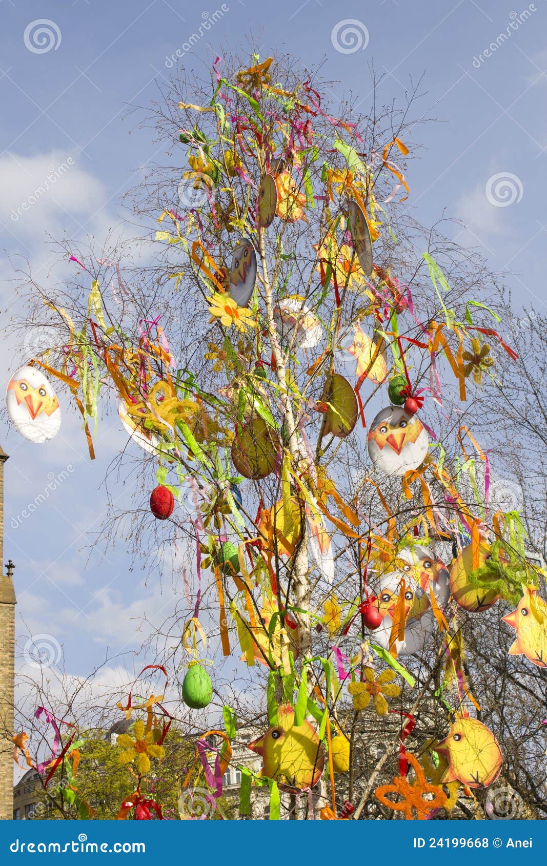 Traditional Easter Decorated Tree in Prague Stock Photo - Image of ...