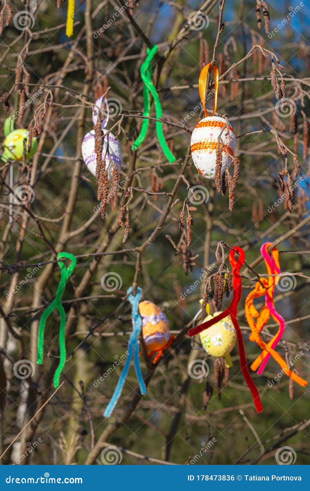 Traditional Easter Decoration, Tree Branches of Trees Decorated with ...