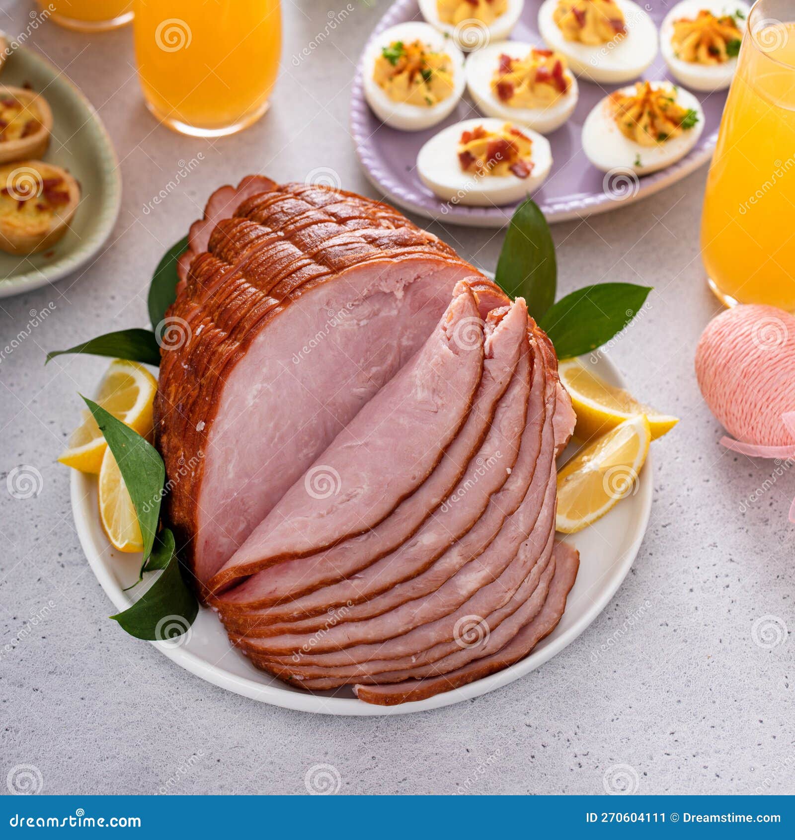Traditional Easter Ham on the Table Served with Brunch Stock Image ...