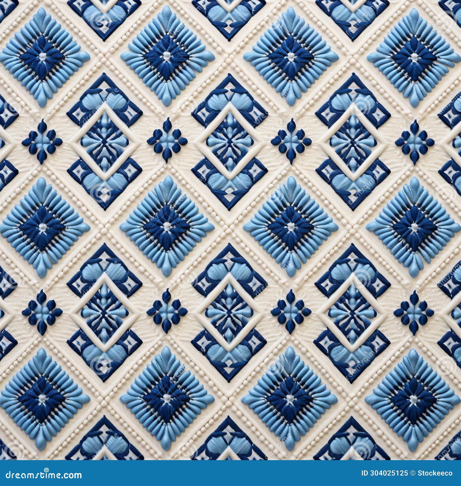 Traditional Tile Pattern with Blue and White Geometric Design Stock ...