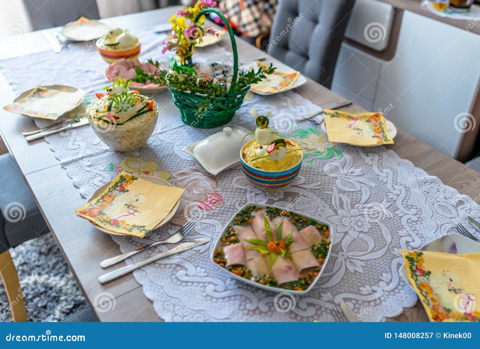 Traditional Eastern European Meals on the Occasion of Easter. Stock ...