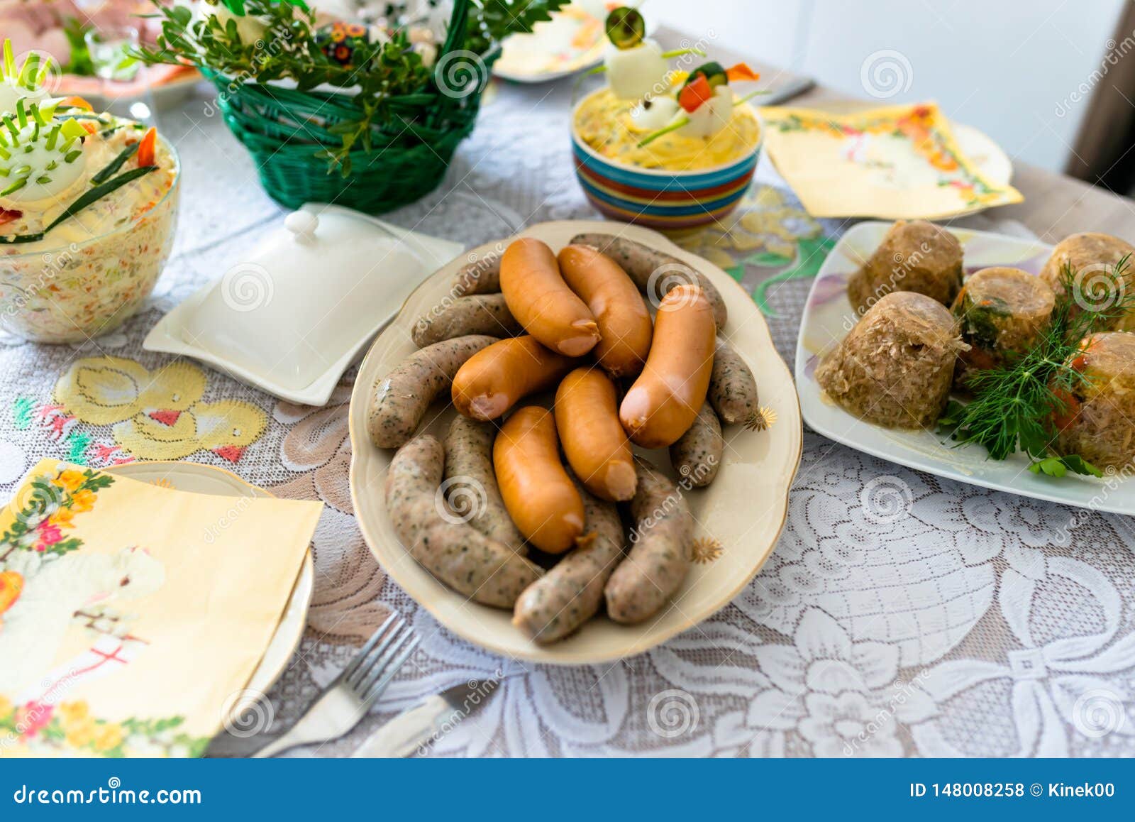 Traditional Eastern European Meals on the Occasion of Easter. Stock ...