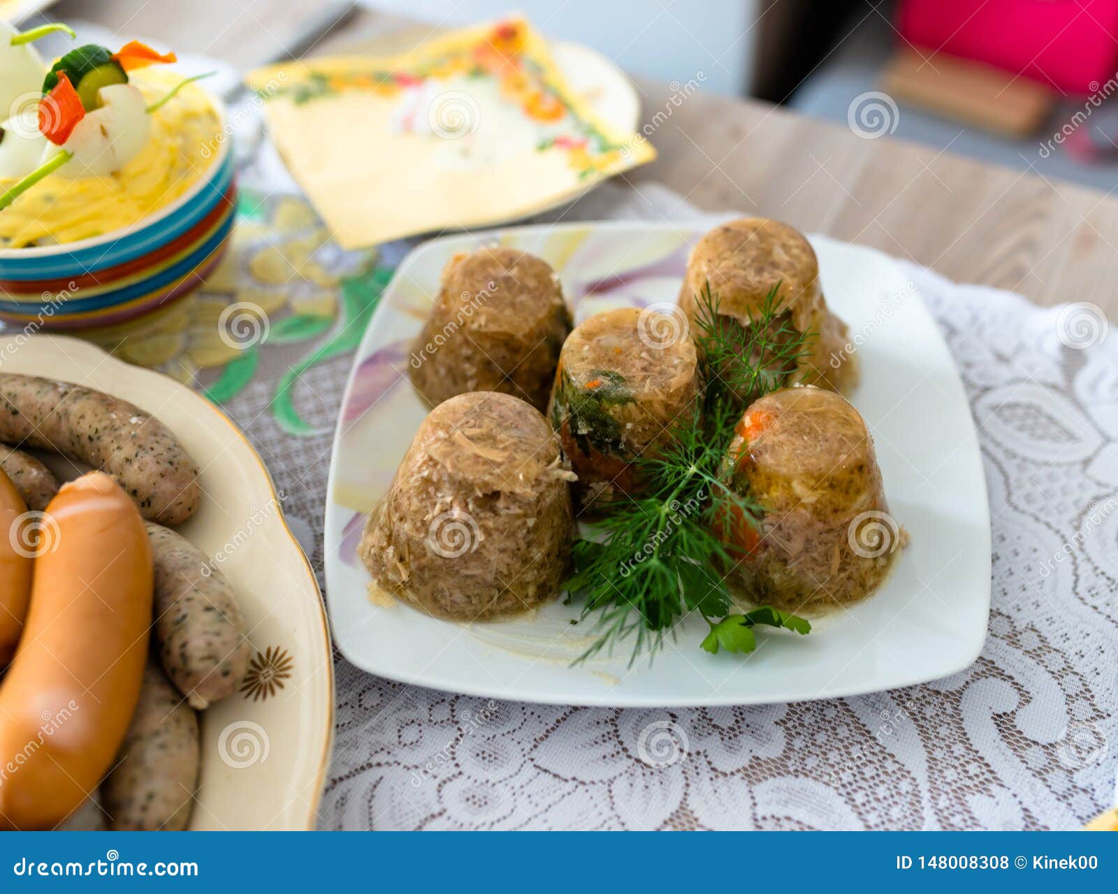 Traditional Eastern European Meals on the Occasion of Easter. Stock ...