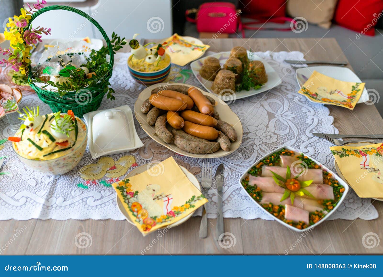 Traditional Eastern European Meals on the Occasion of Easter. Stock ...