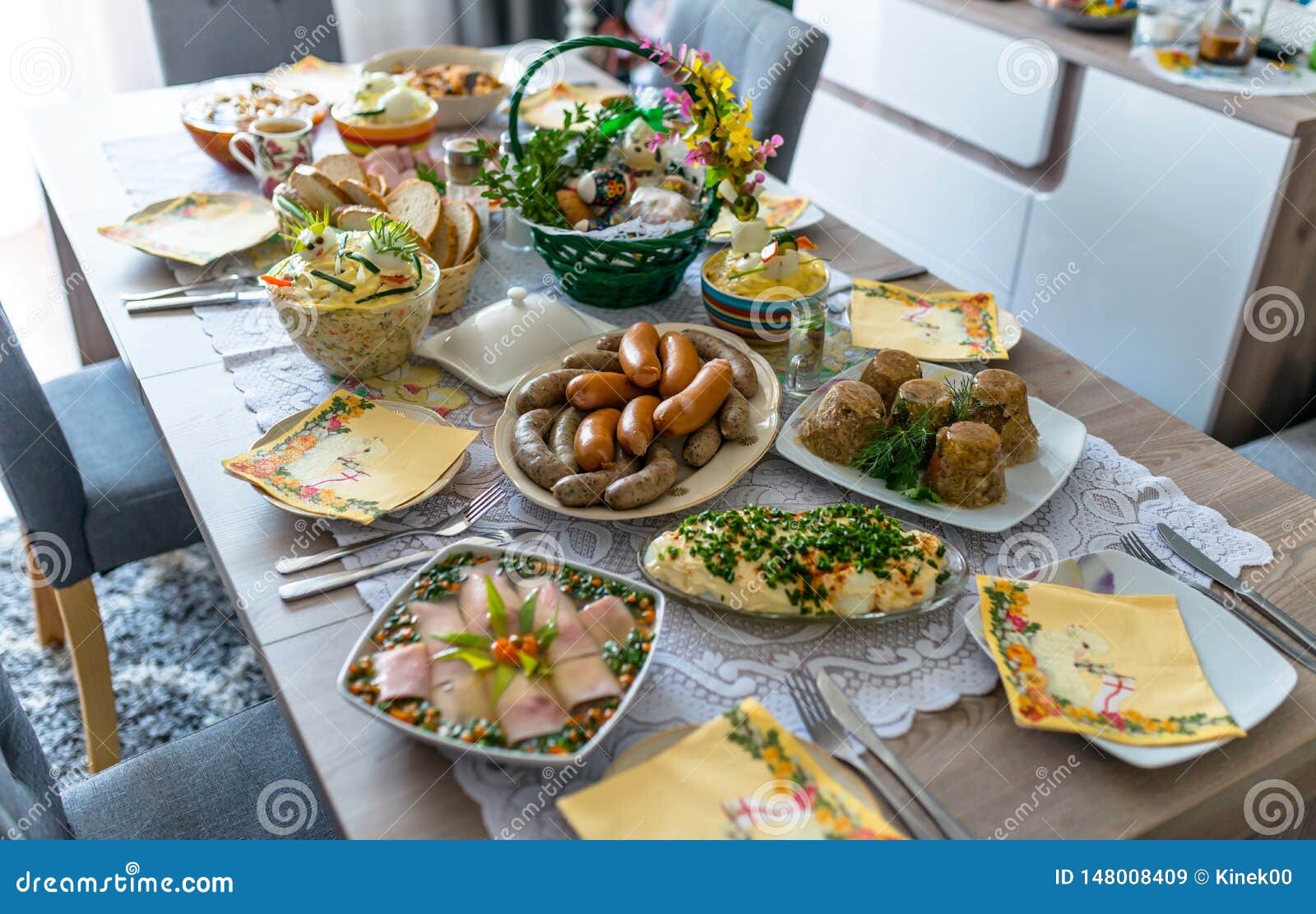 Traditional Eastern European Meals on the Occasion of Easter. Stock ...
