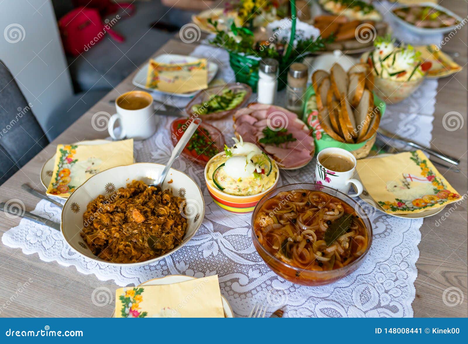 Traditional Eastern European Meals on the Occasion of Easter. Stock ...
