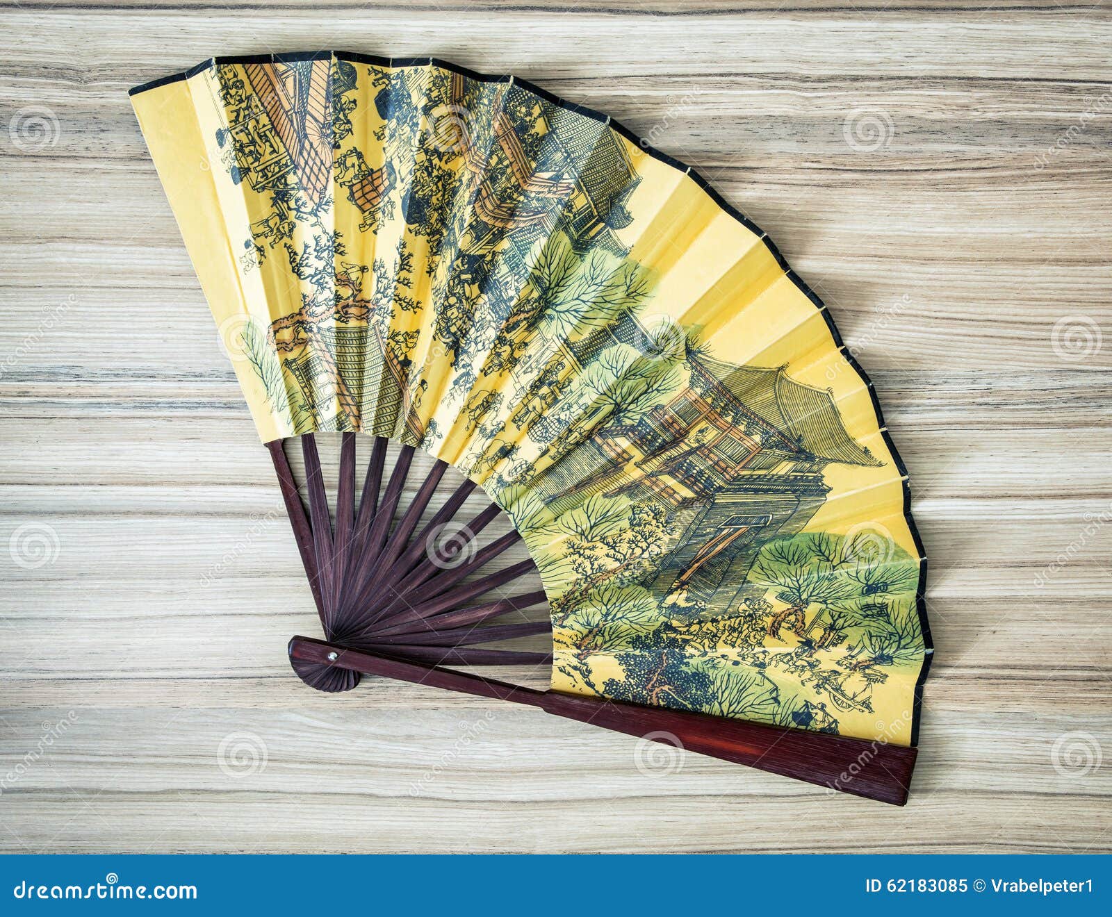 Traditional Eastern Fan with Painted Artistic Pattern Stock Image ...