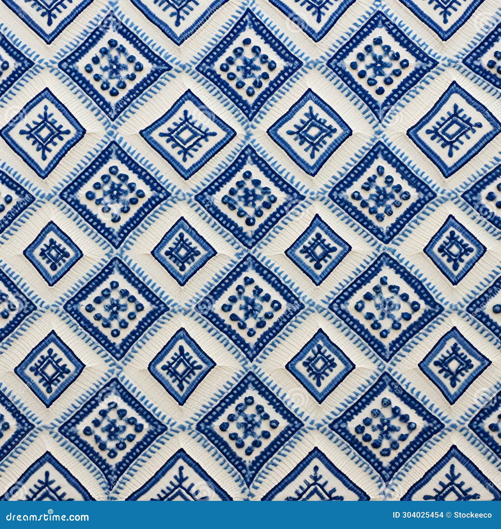 Jasper Blue Embroidered Fabric with Bold Block Prints and Hand-painted ...