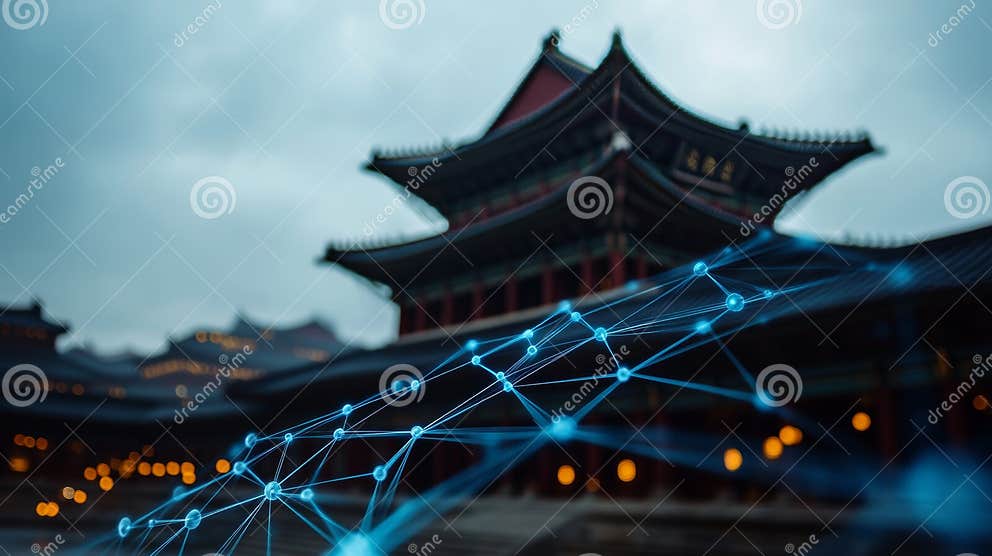 Traditional Eastern Palace Architecture Merging with Modern Digital ...