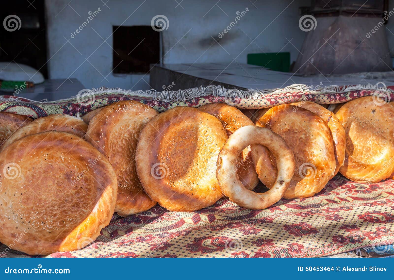 Traditional Eastern Round Appetizing Fresh Bread Stock Photo - Image of ...