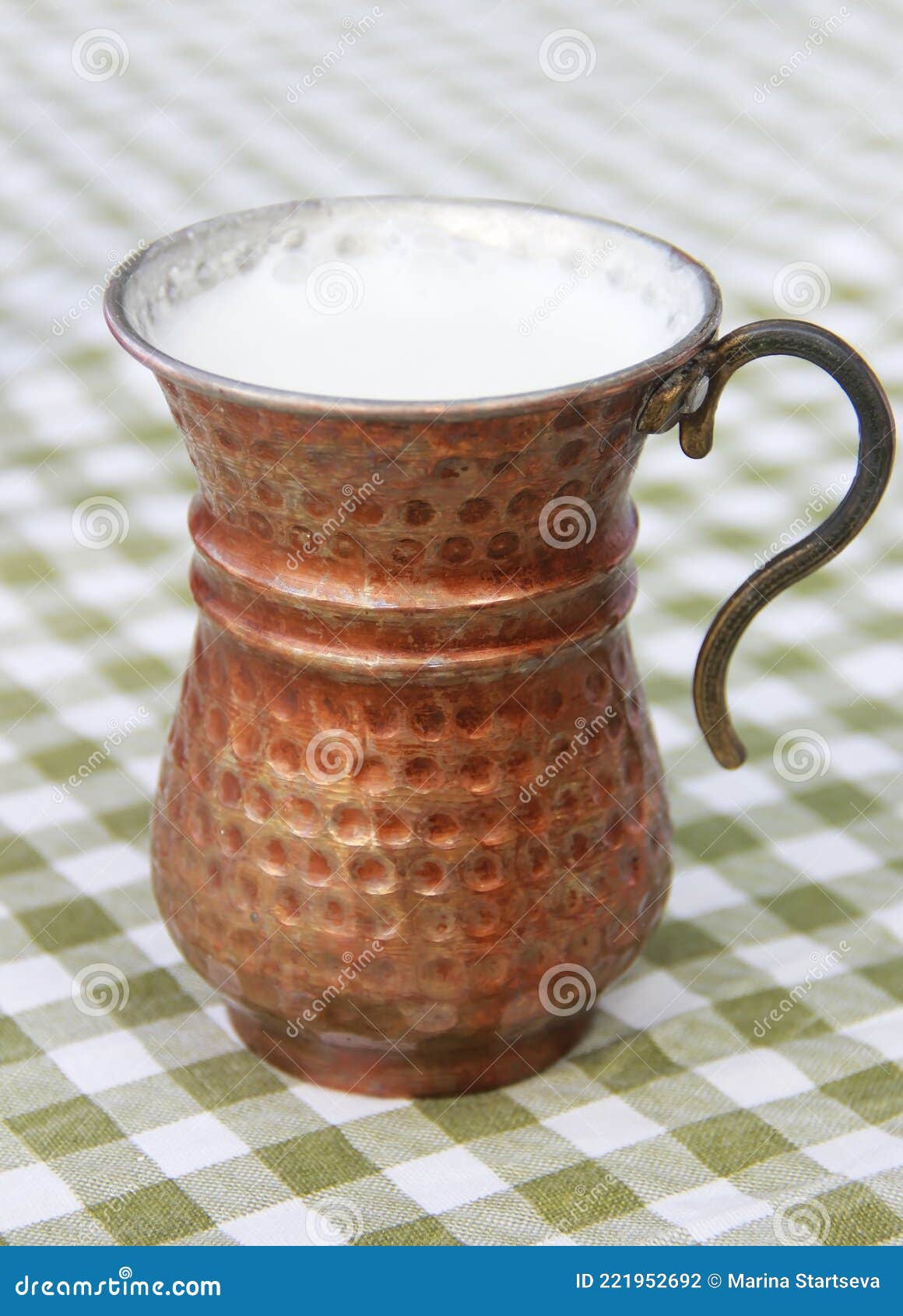 Traditional Eastern Turkish Ayran in a Copper Mug Stock Photo - Image ...