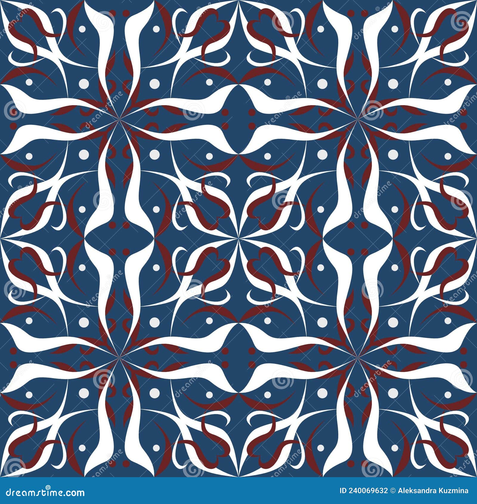 Traditional Elegant Pattern in Blue-white-red Colors, Smooth Seamless ...