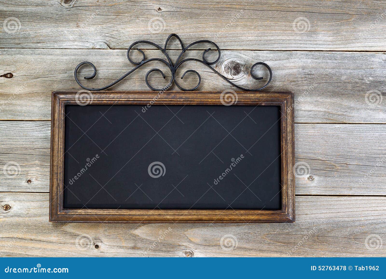 Traditional Empty Chalkboard on Aged Wood Stock Photo - Image of ...