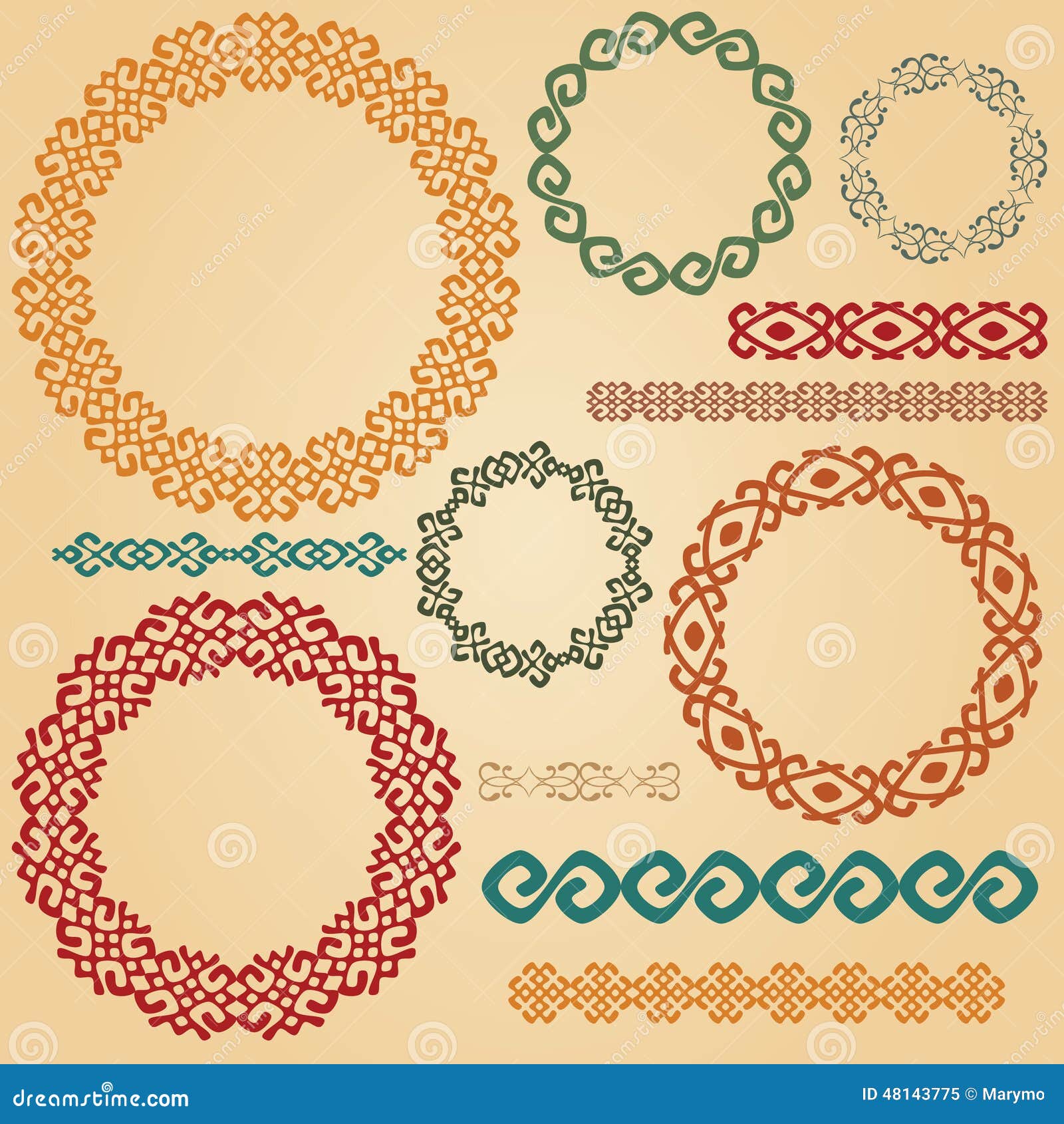 Traditional Ethnic Smooth Meander Border Set. Stock Vector ...