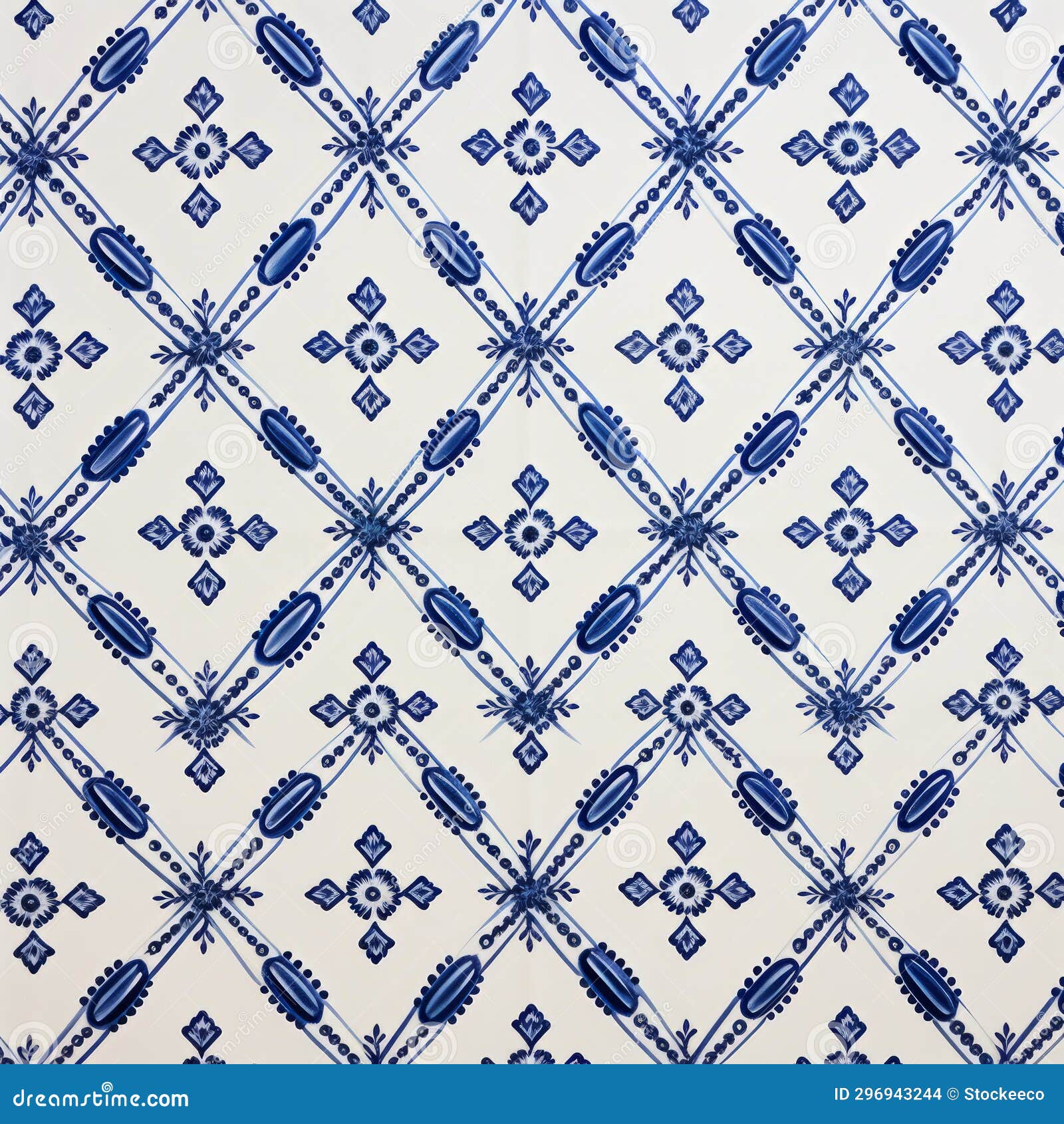 Elizabeth: Blue and White Ornate Tile Patterned Wallpaper Stock ...