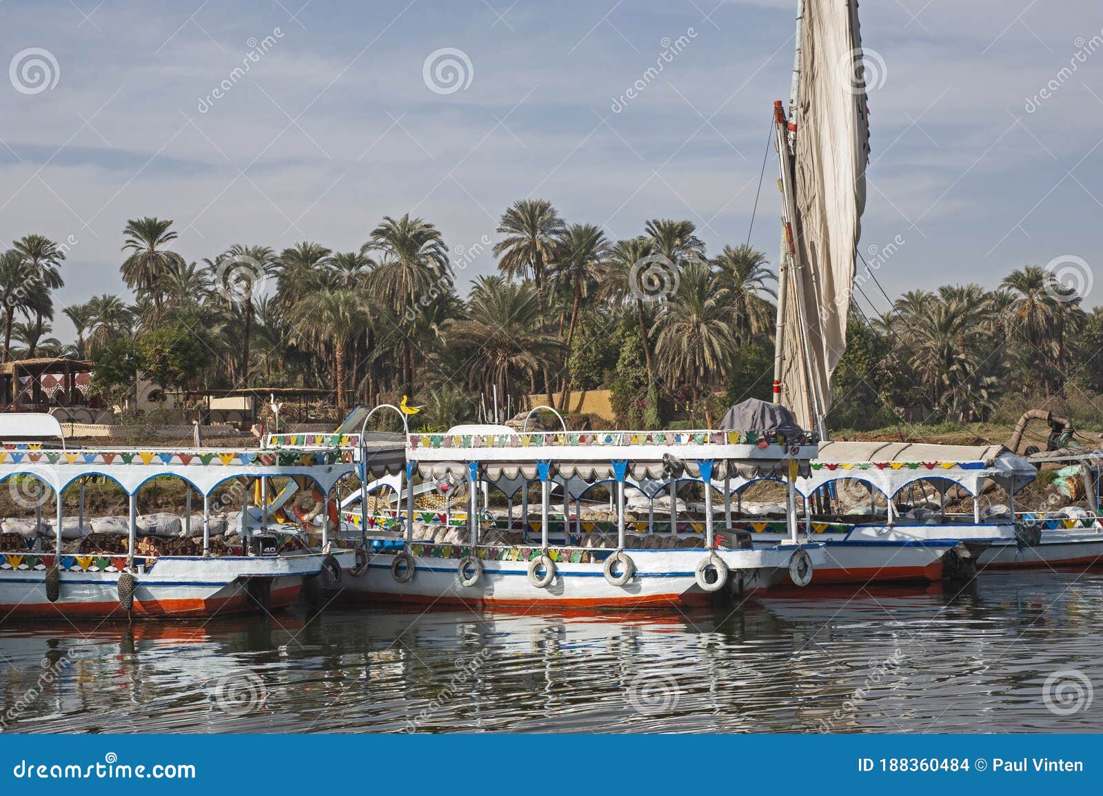 Traditional Felluca Sailing Boat on Nile River Stock Photo - Image of ...