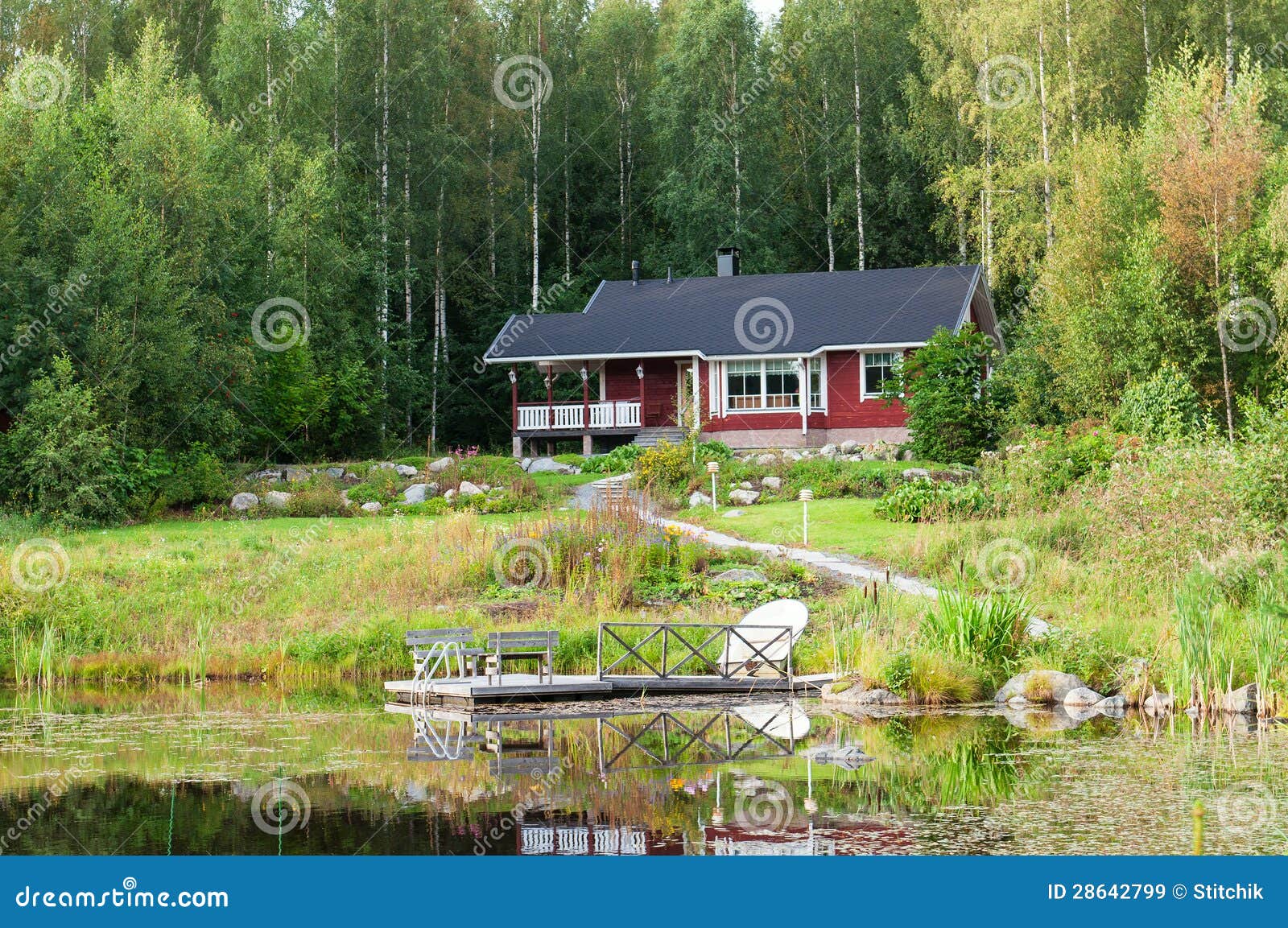 Traditional Finnish Cottage Stock Image - Image of wooden, holiday ...