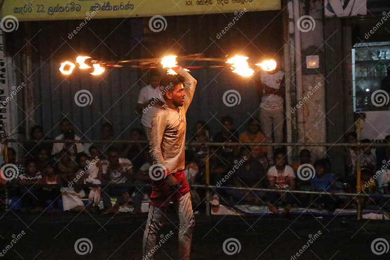 Traditional Fire Dancer Performing in Kandy Esala Perahera Editorial ...