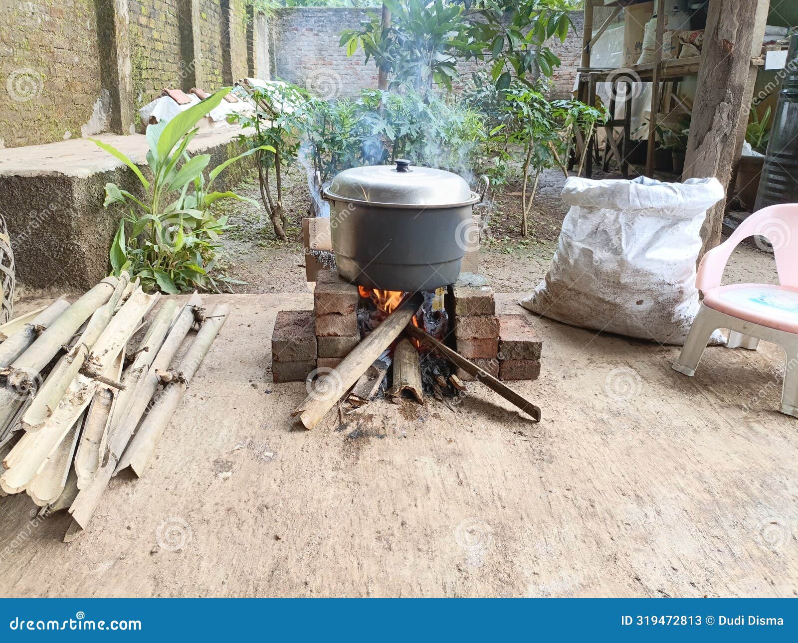 Traditional fire stove stock image. Image of flower - 319472813