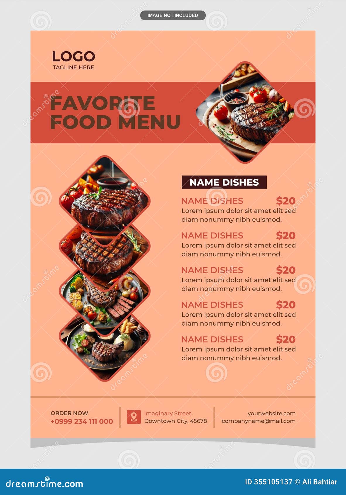 Traditional Food Menu Vector with Simple Photos Stock Illustration ...