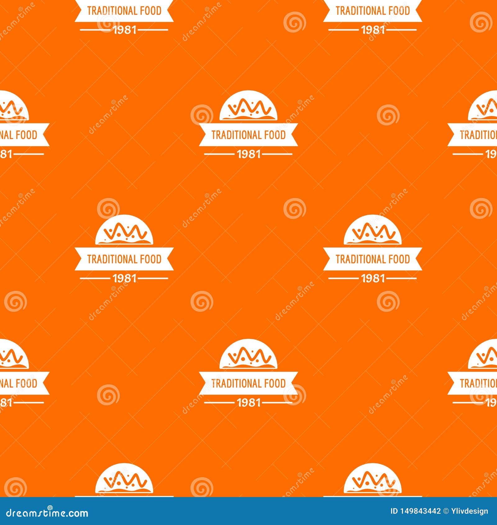 Traditional Food Pattern Vector Orange Stock Vector - Illustration of ...