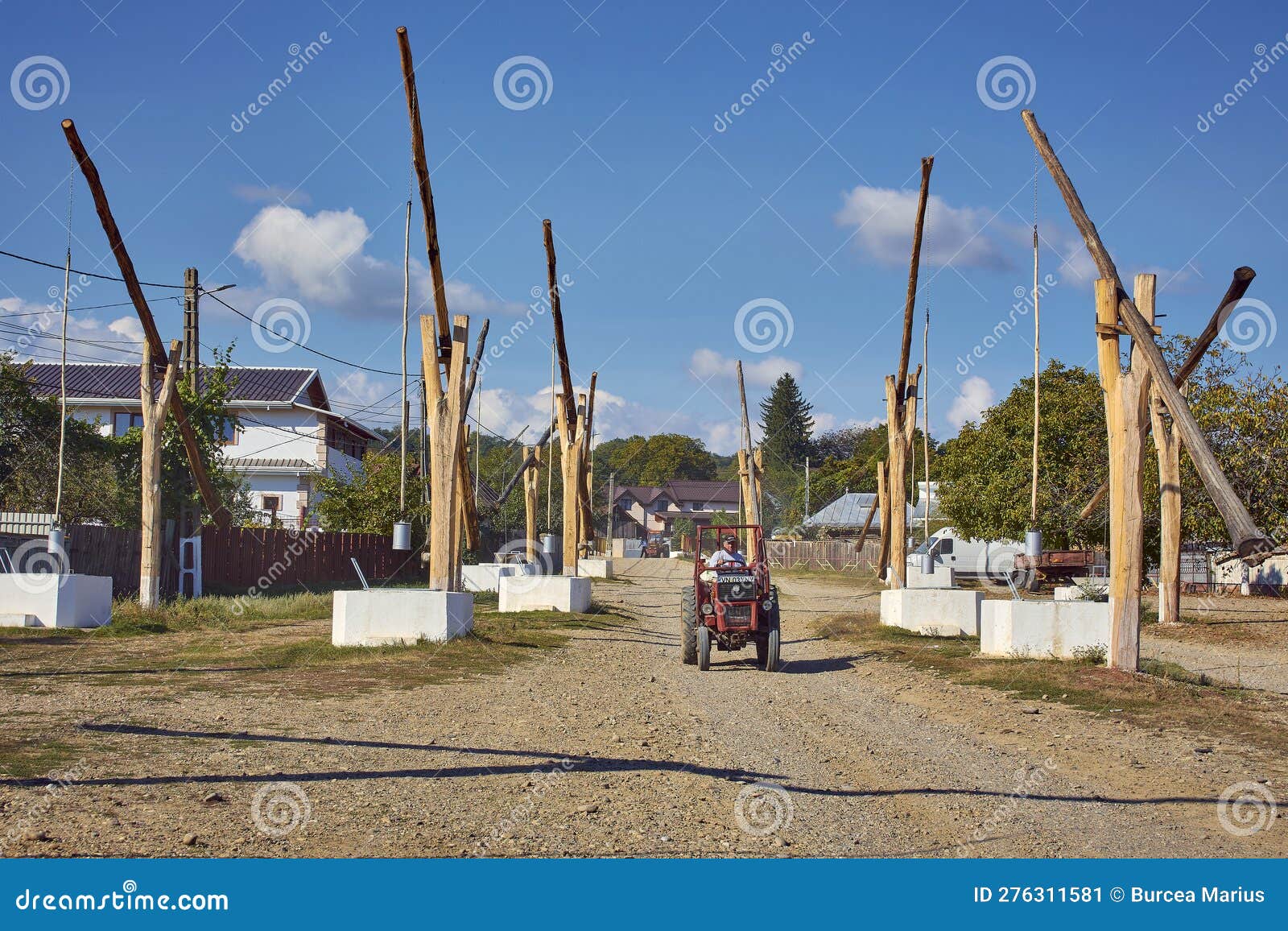The Traditional Fountain in the Village 2 Stock Image - Image of wooden ...