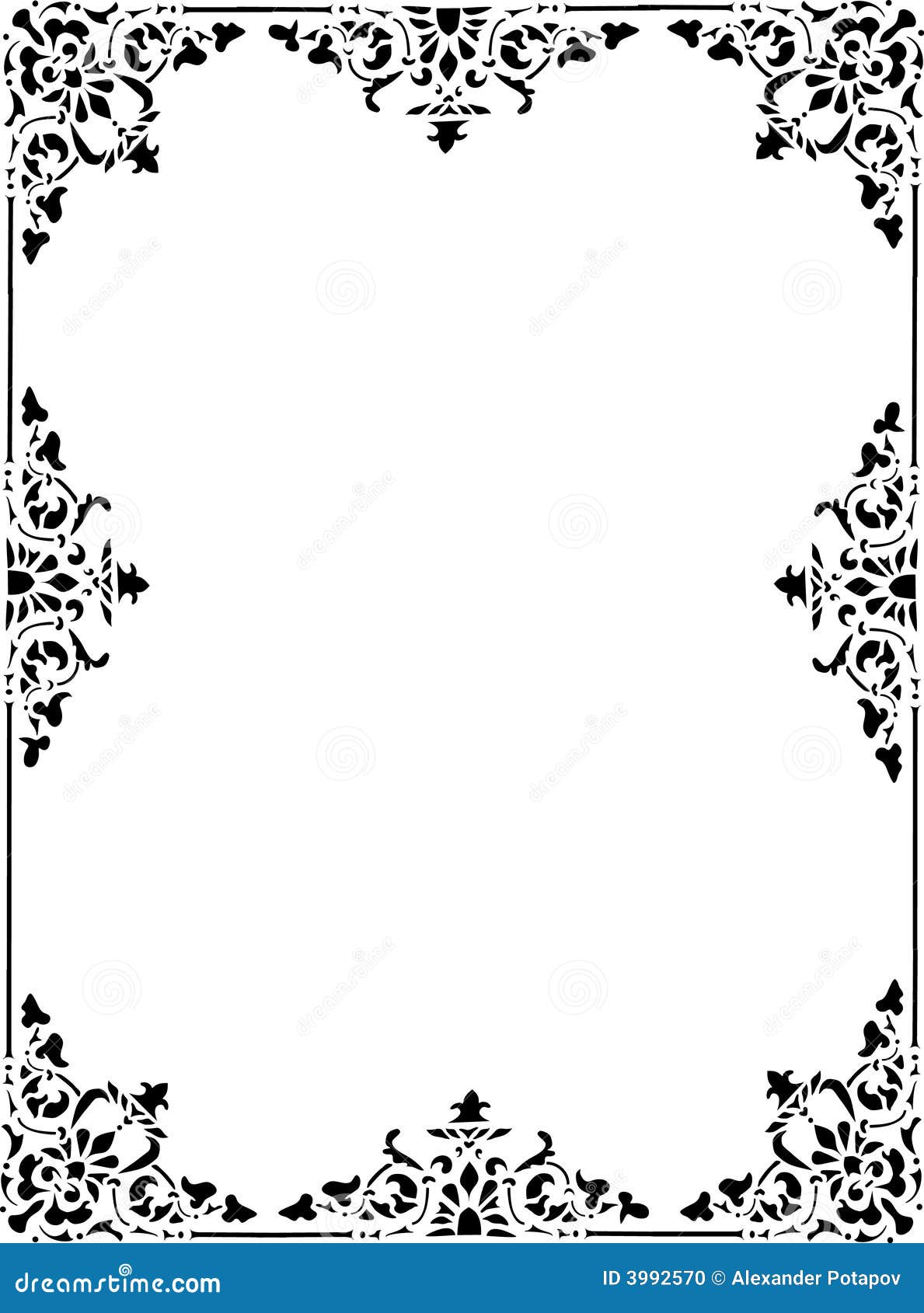 Traditional frame stock vector. Illustration of floral - 3992570