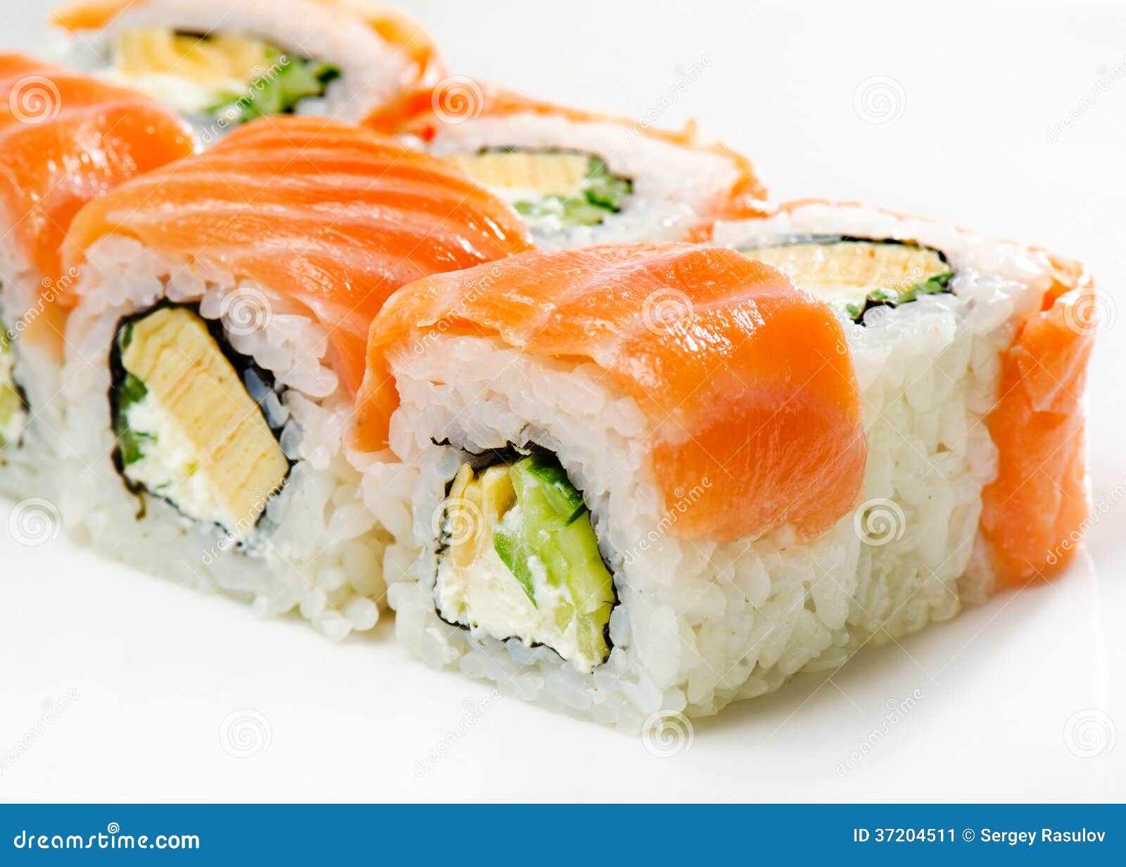 Traditional Fresh Japanese Sushi Rolls Stock Image - Image of cucumber ...