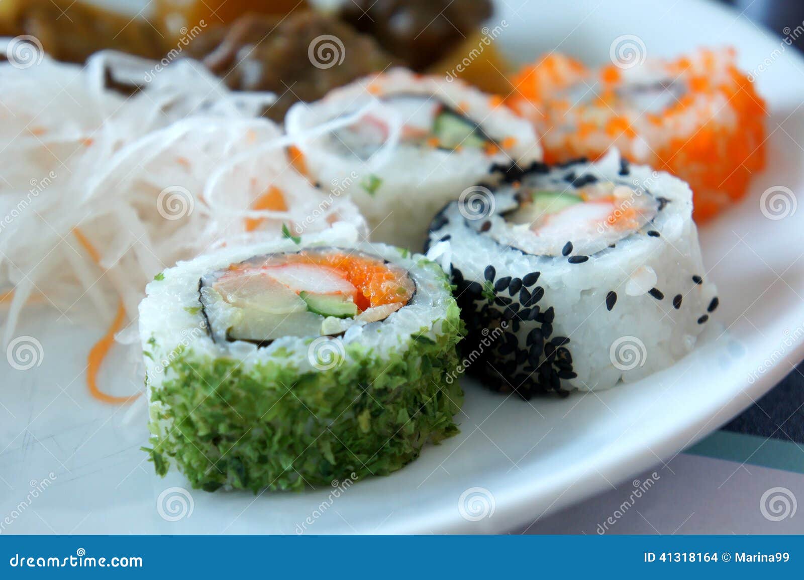 Traditional Fresh Japanese Sushi Rolls Stock Photo - Image of japan ...