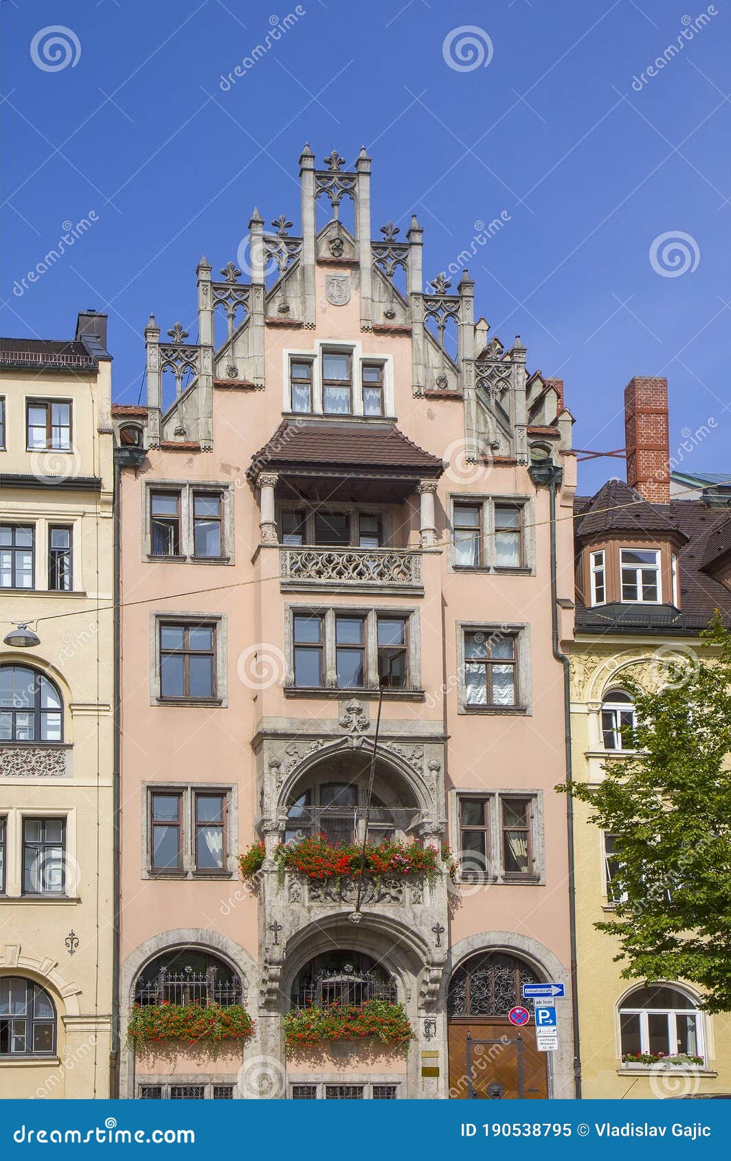 Traditional German Architecture Building in Munich Stock Image - Image ...