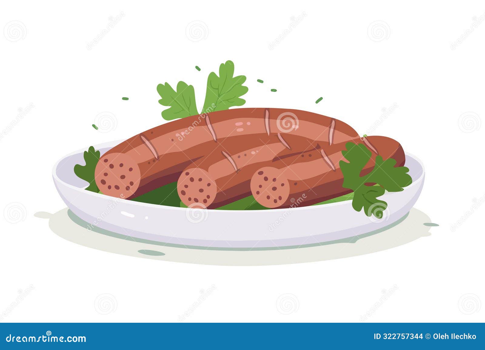 Traditional German Bratwurst Dish Isolated Vector Style Stock Vector ...