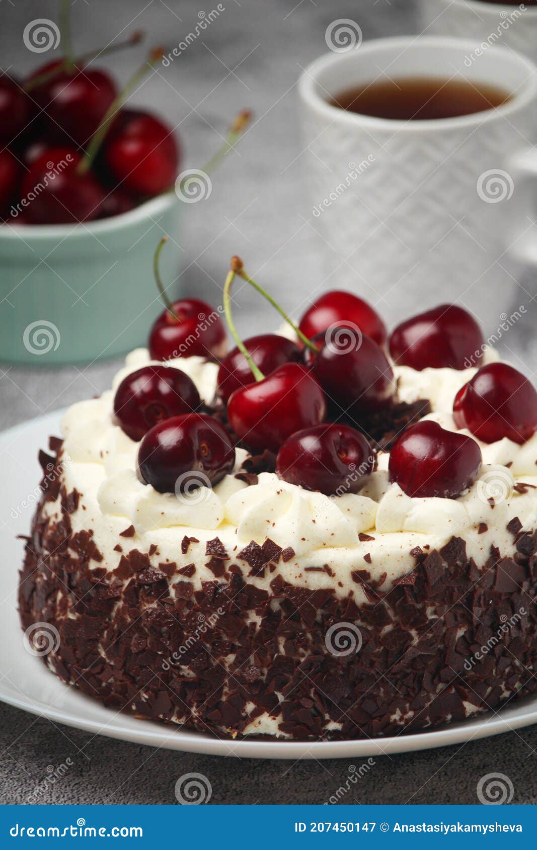 A Traditional German Chocolate and Cherry Cake Schwarzwald Stock Image ...