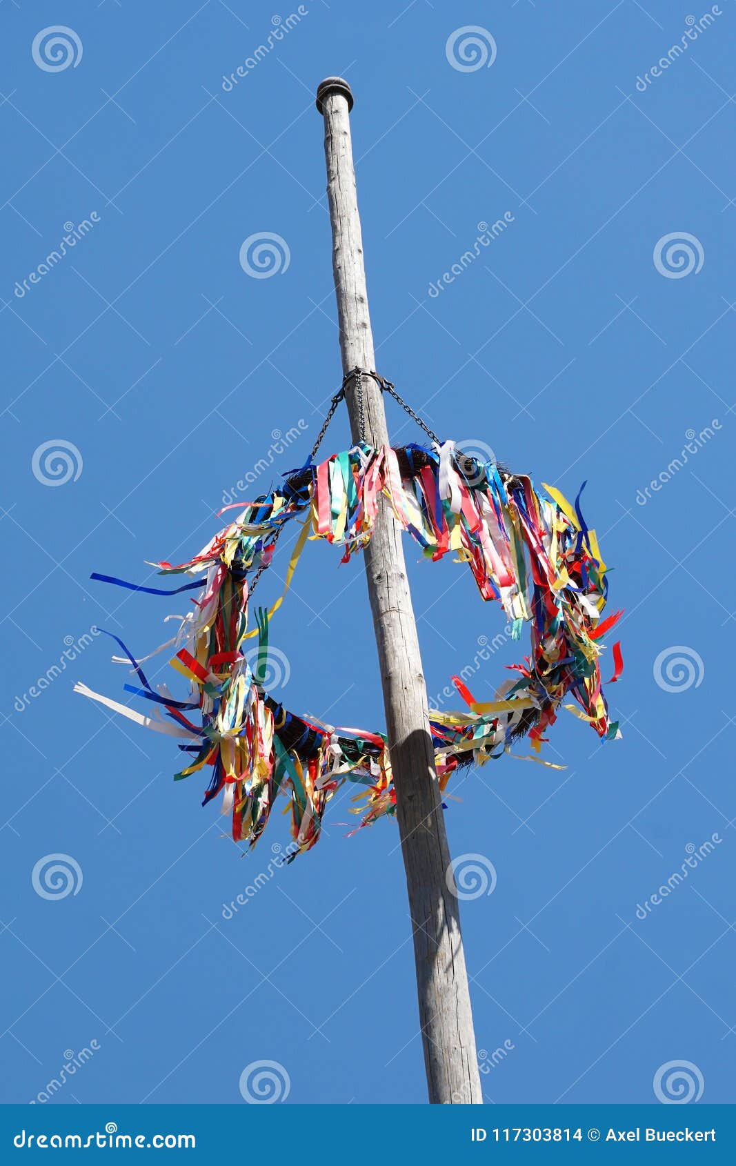 Traditional German Maypole Against Blue Sky Stock Photo - Image of ...