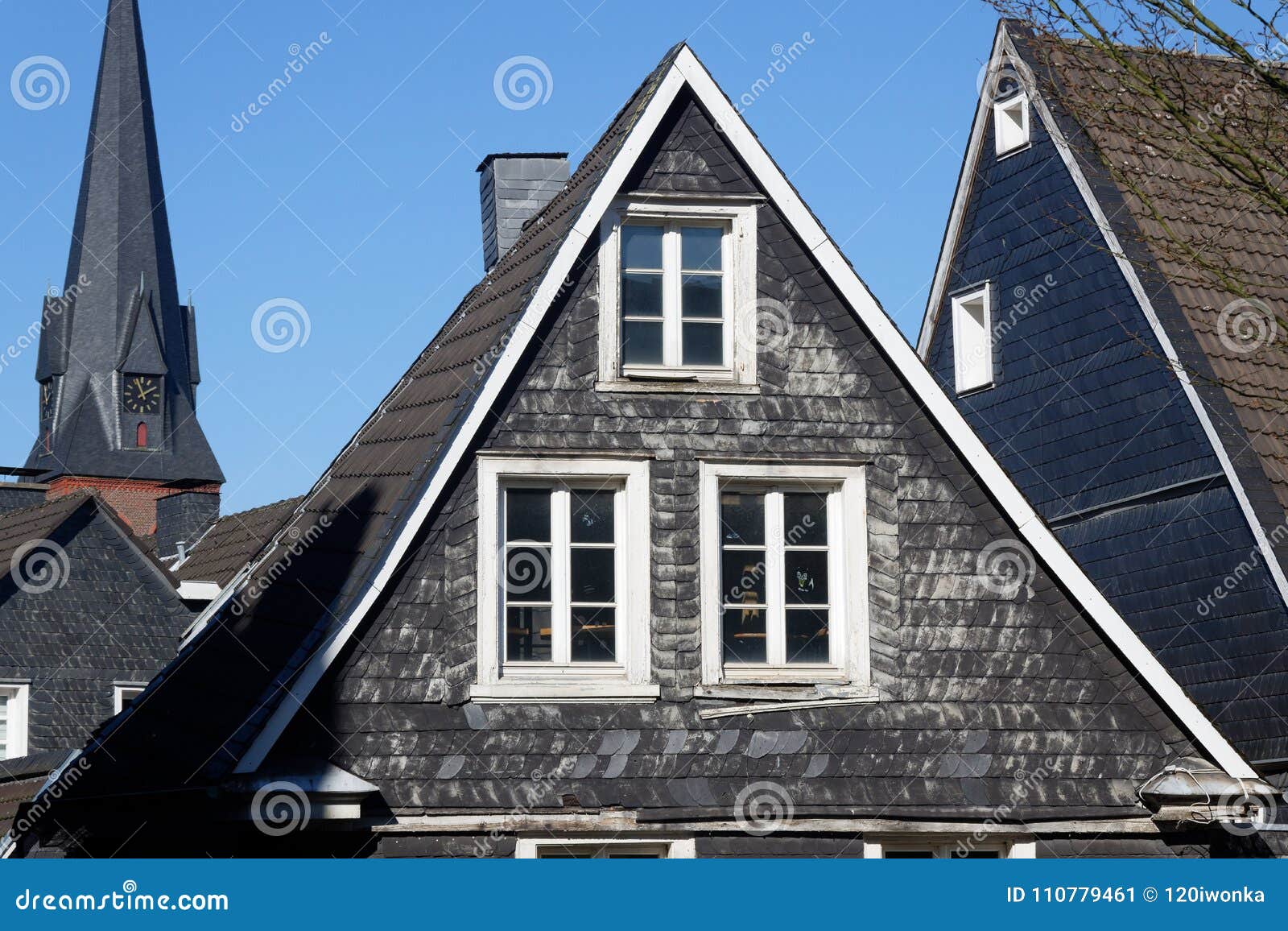 Gable of a Half-timbered House in Black and White Editorial Photo ...