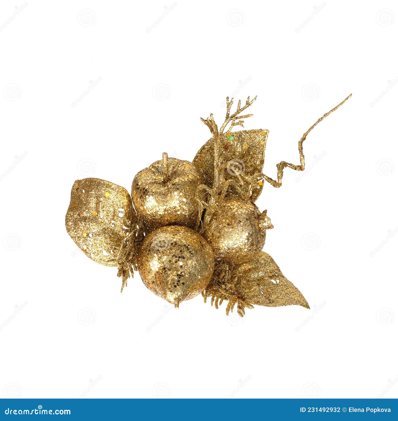 Traditional Golden Decorative Branch Isolated on White Background Stock ...